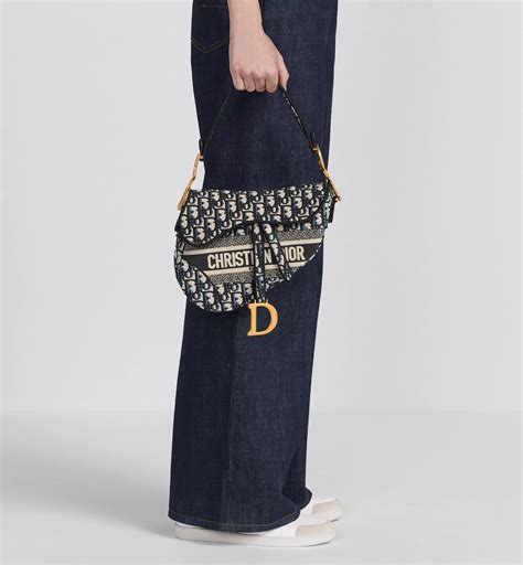 Bolsa Saddle Bordado Dior Oblique Azul Dior
