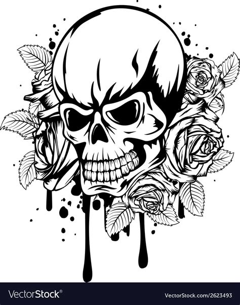Skull Roses Royalty Free Vector Image Vectorstock