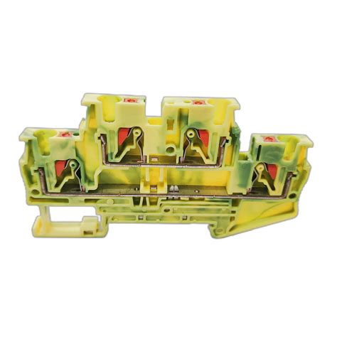 Double Level Fast Push In Ground Wiring Connector Din Rail Terminal Blocks Pttb4 Pe Contact