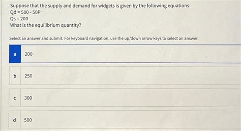 solved suppose that the supply and demand for widgets is