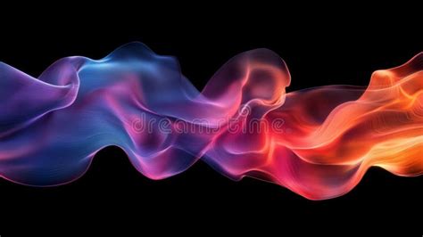 Abstract Colorful Waves Flowing Smoothly Across Black Background Stock Illustration