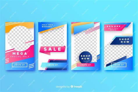 다채로운 추상 판매 인스 타 그램 이야기 무료 벡터