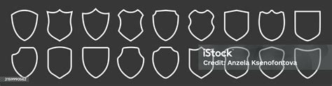 흰색 방패 세트 방패 표지판 벡터 템플릿의 모음입니다 빈 윤곽선 프레임 아이콘 로고 디자인 세트 플랫 스타일 벡터 일러스트 레이