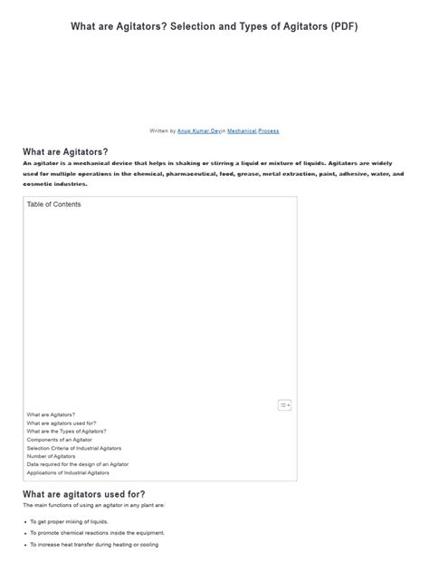 what are agitators selection and types of agitators pdf applied