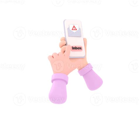 3d Hand Holding A Cell Phone With A Fraudulent Sms On The Screen