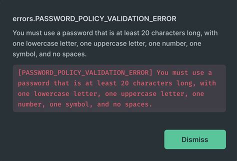 Improve Error Messages When Password Doesnt Meet Policy Requirements · Issue 8661 · Directus