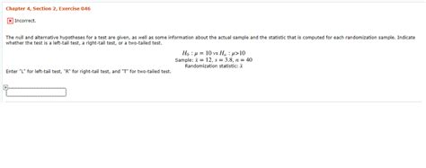 Solved Chapter 4 Section 2 Exercise 046 X Incorrect The