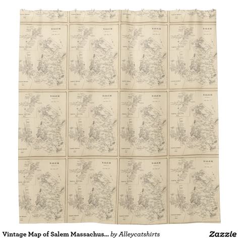 Vintage Map Of Salem Massachusetts 1892 Shower Curtain Vintage Map