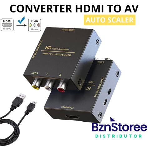 Jual Adapter Converter Hdmi To Rca Cvbs Av Composite Hdmi To Av Auto Scaler Converter Hdmi To
