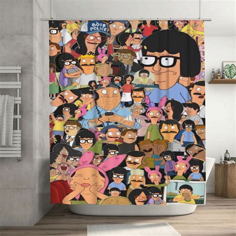 Bobs Burgers Shower Curtain Cartoon Art Bath Shower Curtains With 12