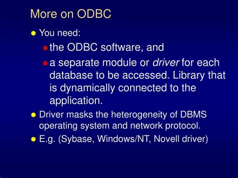 Ppt Database Connectivity Odbc Jdbc And Sqlj Powerpoint Presentation Id432729