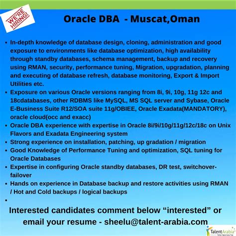 Malek Mohamed On Linkedin Oracle Jobs Oracle Dba Oman