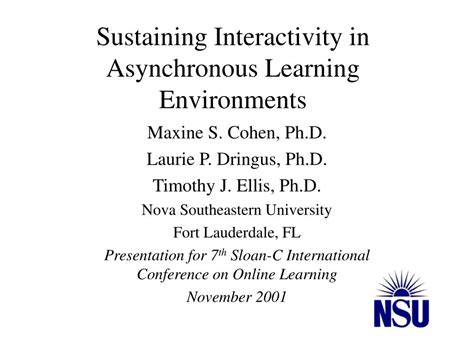 Ppt Sustaining Interactivity In Asynchronous Learning Environments Powerpoint Presentation