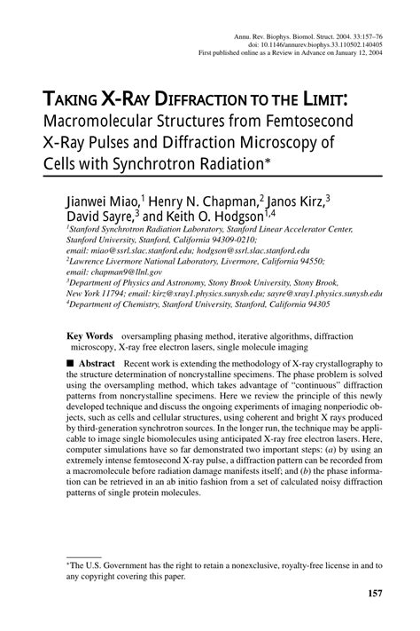 Pdf Taking X Ray Diffraction To The Limit Macromolecular Structures From Femtosecond X Ray