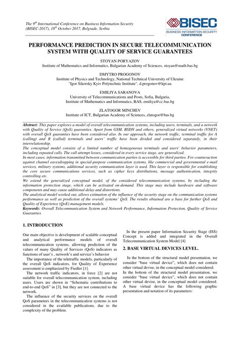 Pdf Performance Prediction In Secure Telecommunication System With Quality Of Service Guarantees