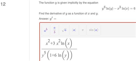 Solved The Function Y Is Given Implicitly By The Equation