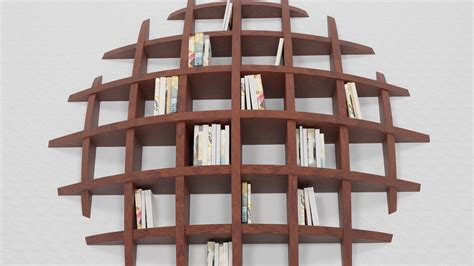 3d Wooden Bookshef Spherical Style Furniture 3d Model Model Turbosquid 2038837