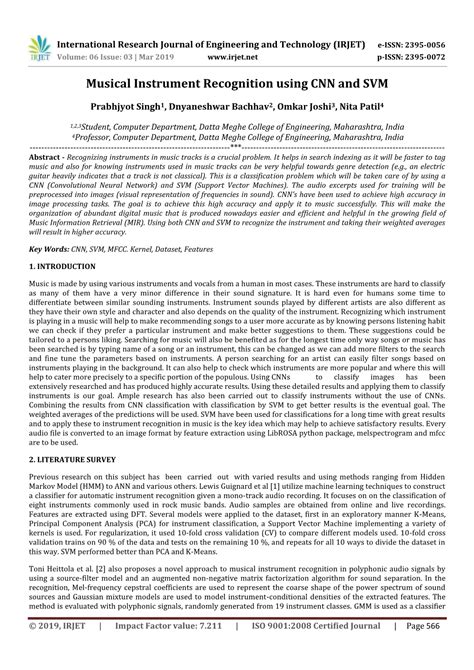 Musical Instrument Recognition Using Cnn And Svm Docslib