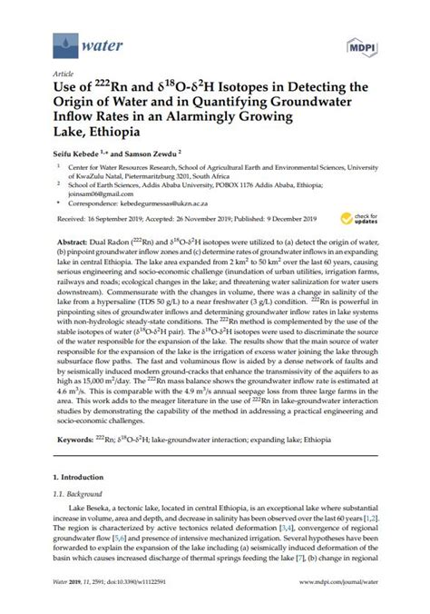 Use Of 222rn And δ18o δ2h Isotopes In Detecting The Origin Of Water And
