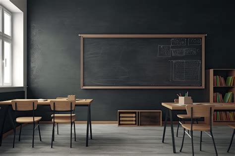 Premium Ai Image Empty Classroom With Blank Board Generative Ai
