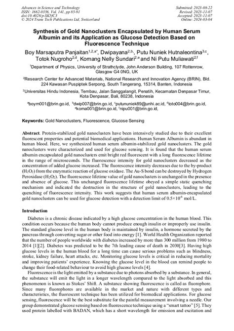 Synthesis Of Gold Nanoclusters Encapsulated By Human Serum Albumin And Its Application As