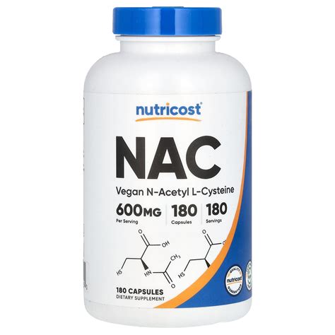 Nutricost Nac Vegan N Acetyl L Cysteine 600 Mg 180 Capsules