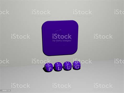 개념 프리젠 테이션 및 슬라이드 쇼에 탁월 상단 관점에서 금속 입방 문자에 의해 만들어진 텍스트와 함께 수직으로 플러그의 3d