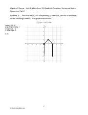 Graphing Quadratic Functions DAY Pdf Algebra Course Unit Worksheet Quadratic