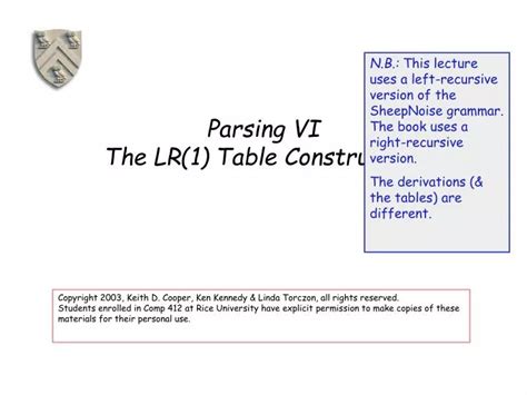 PPT Parsing VI The LR Table Construction PowerPoint Presentation Free Download ID