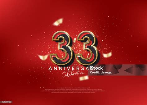 33주년 기념 넘버 대담한 빨간색 개념으로 생일을 축하합니다 포스터 배너 축하 인사말을 위한 프리미엄 벡터 33에 대한 스톡