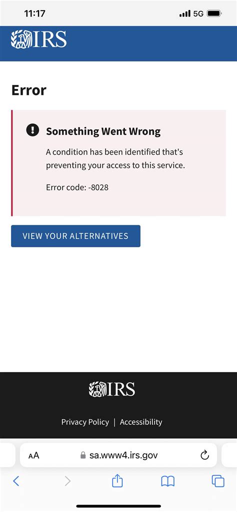 IRS Online Login Error 8028 Plz Help R IRS
