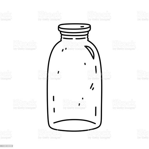흰색 배경에 고립 된 유리 병 낙서 스타일의 벡터 손으로 그린 일러스트레이션 장식 로고 다양한 디자인에 적합합니다 병에 대한 스톡 벡터 아트 및 기타 이미지 Istock