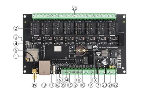 Bộ Io Công Nghiệp 8 Ch Esp32 S3 Wifi Can 8 Di 8 Do Relay Ethernet Port