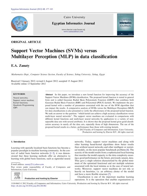 Pdf Support Vector Machines Svms Versus Multilayer Perception Mlp In Data Classification