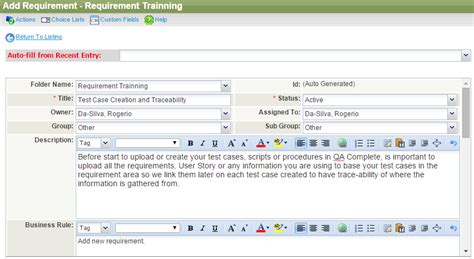 Create A Requirement In Qa Complete