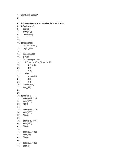Draw Doraemon Using Python From Turtle Import Doraemon Source Code