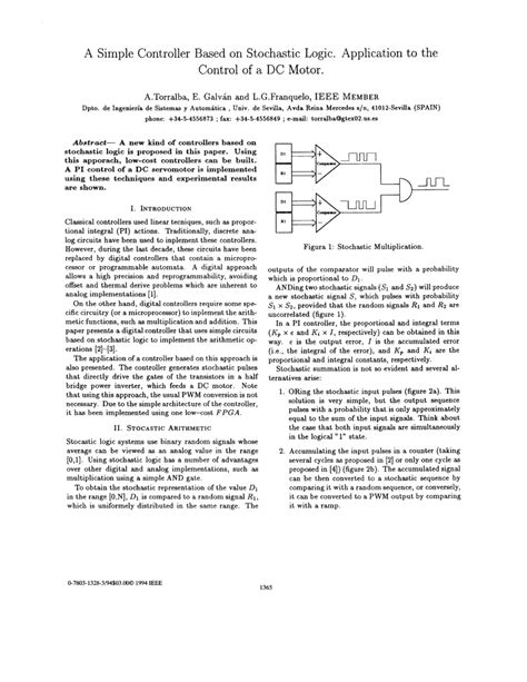 Pdf A Simple Controller Based On Stochastic Logic Application To The Control Of A Dc Motor