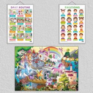 GIANT UNICORN COLOURING POSTER EMOTIONS Chart And DAILY ROUTINE Chart