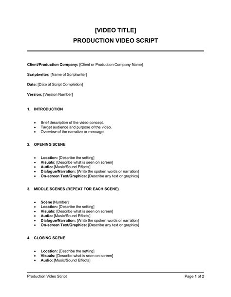 General Video Script Template Word PDF Free Trial