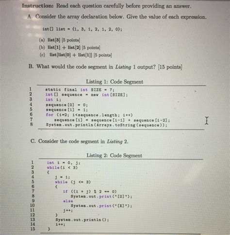 Solved A Consider The Array Declaration Below Give The