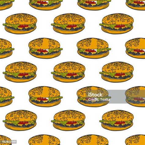 체스버거 낙서 및 스케치 스타일의 벡터 개념입니다 티셔츠 엽서에 인쇄하기 위한 손으로 그린 일러스트레이션 0명에 대한 스톡 벡터 아트 및 기타 이미지 Istock