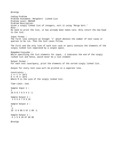 5mergesort Linked List Pdf