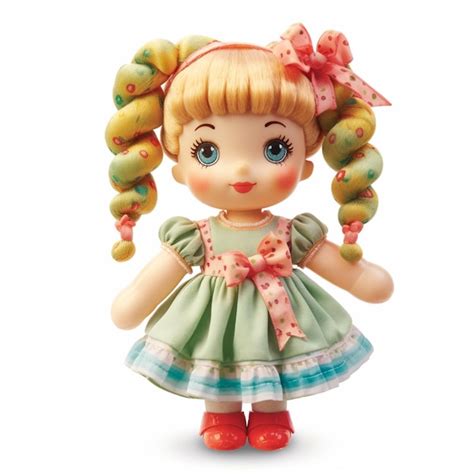 Premium Ai Image There Is A Doll With A Green Dress And Pink Bow