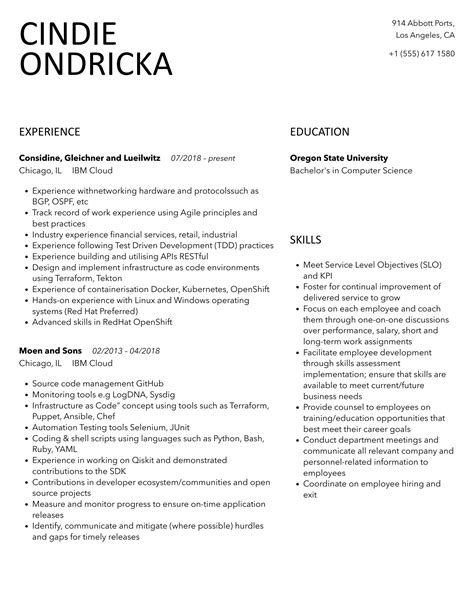 IBM Cloud Resume Samples Velvet Jobs