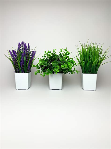 Купить Искусственная лаванда самшит осока в горшке 3 шт в 1 растения для интерьера по