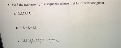 solved 2 find the nth term an of a sequence whose first