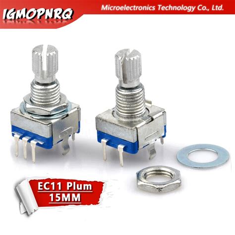 10pcs Plum Handle 15mm Rotary Encoder Coding Switch Ec11 Digital Potentiometer With Switch 5