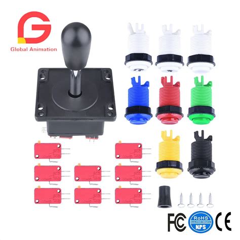 Arcade Parts Bundles Kit Longruner Arcade Accessories Kit With 1 Joystick 8 Push Buttons 1P 2P