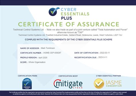RSE Control Systems TCS PASS CYBER ESSENTIALS PLUS TCS Technical Control Systems