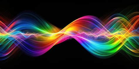 Abstract Rainbow Waveform Design Vibrant Spectral Curves On Black Background Generative Ai